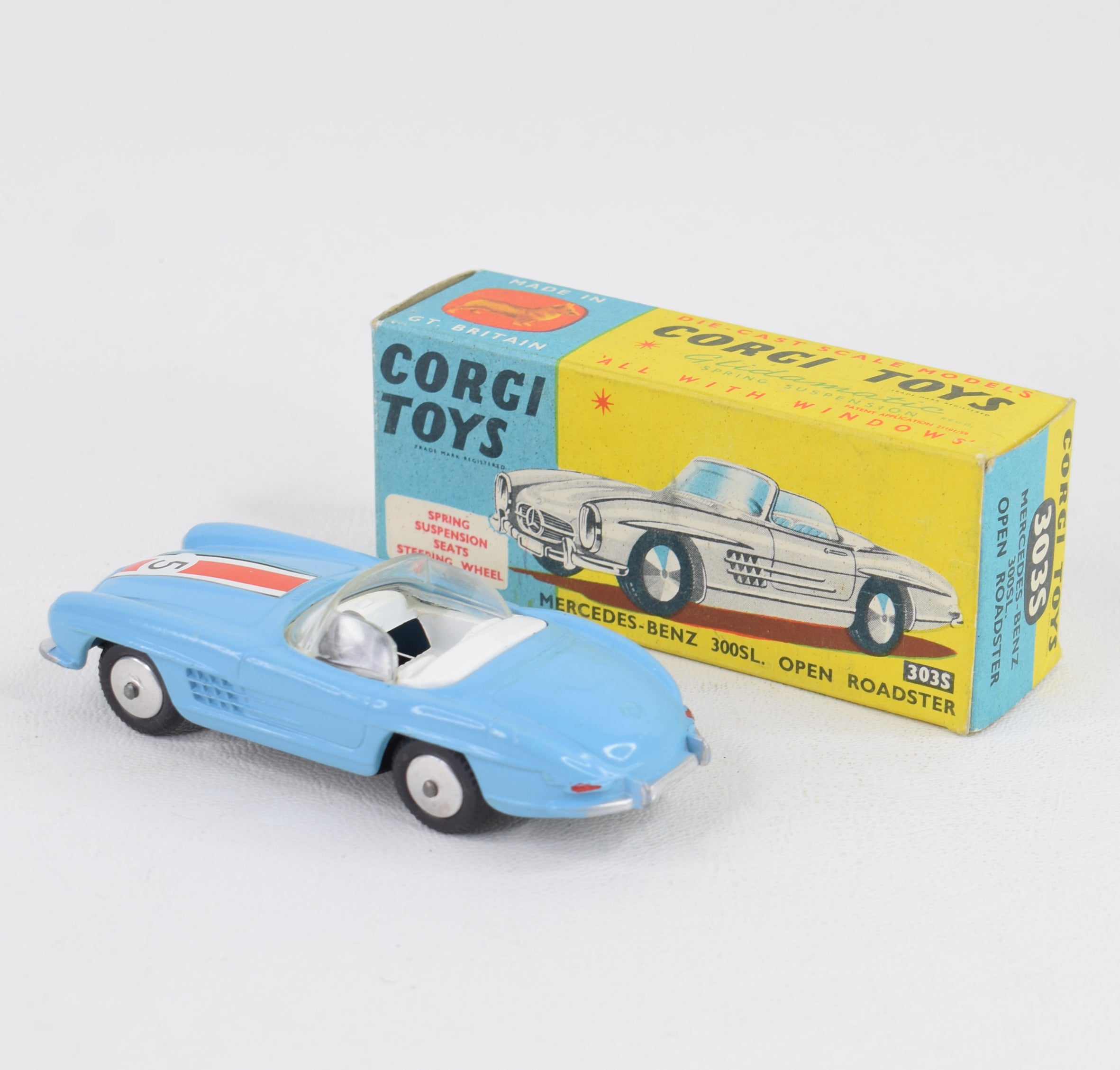 Corgi toys 303s Mercedes-Benz 300sl Roadster (Flat hubs/white interior ...