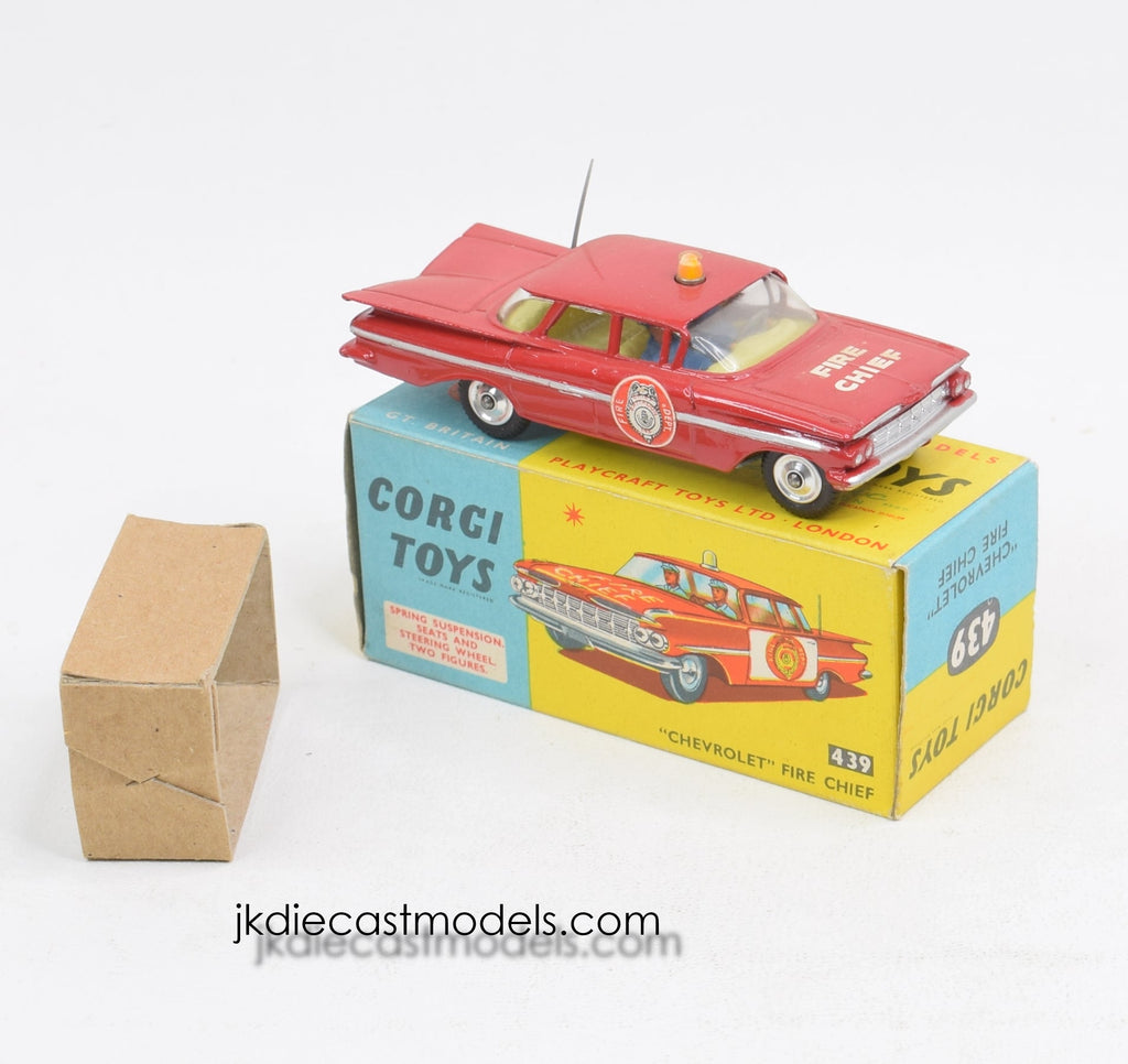 Corgi toys 439 'Chevrolet' Fire chief Virtually Mint/Nice box ''Swanse ...