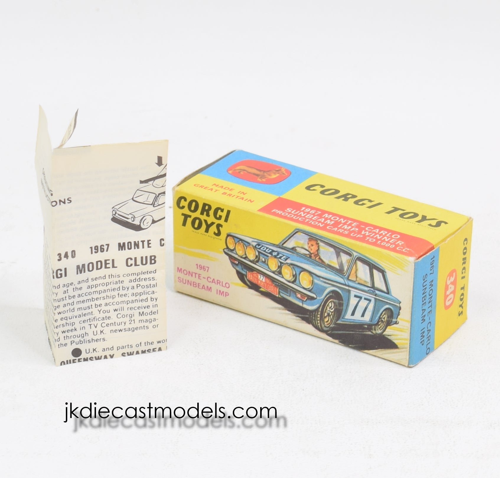 Corgi toys 340 Sunbeam Imp Monte Carlo 1967 - Box & Leaflet 'Avonmore ...