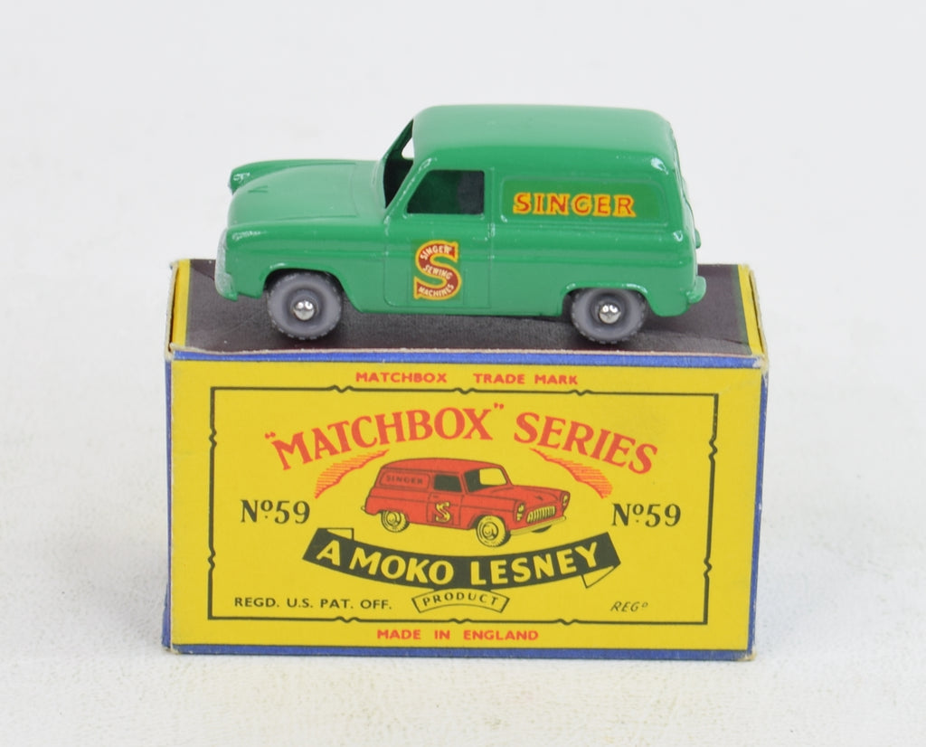 Matchbox Lesney 59 Singer van (Rare dark green) GPW/B4 Mint/Nice box ...