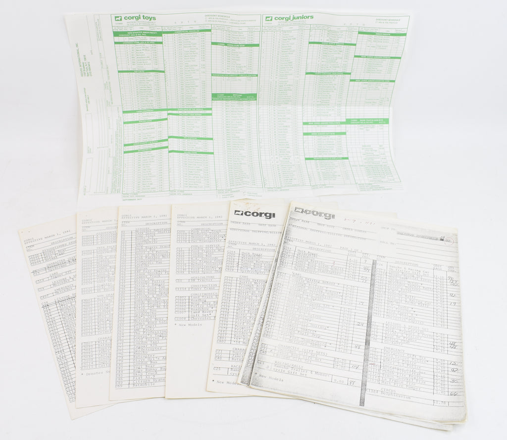 Order pack for Corgi toys Juniors including order forms, letter & colo ...