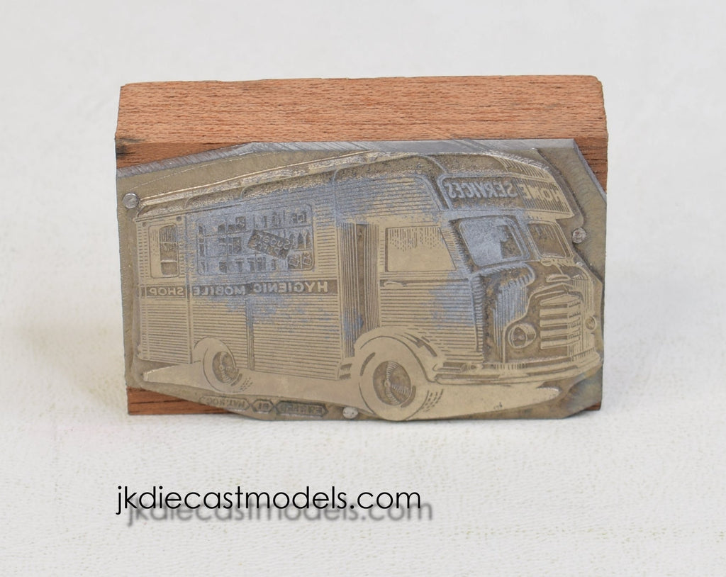 Corgi Toys 407 Bantam Mobile shop Original Printing plate & wooden blo ...