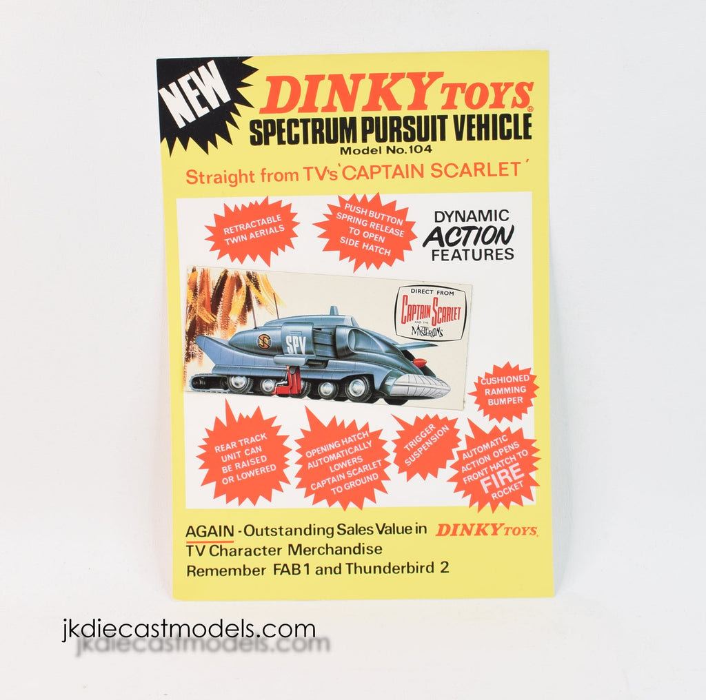Dinky toys 104 Spectrum Pursuit Vehicle - A4 card trade fair 1968 post ...