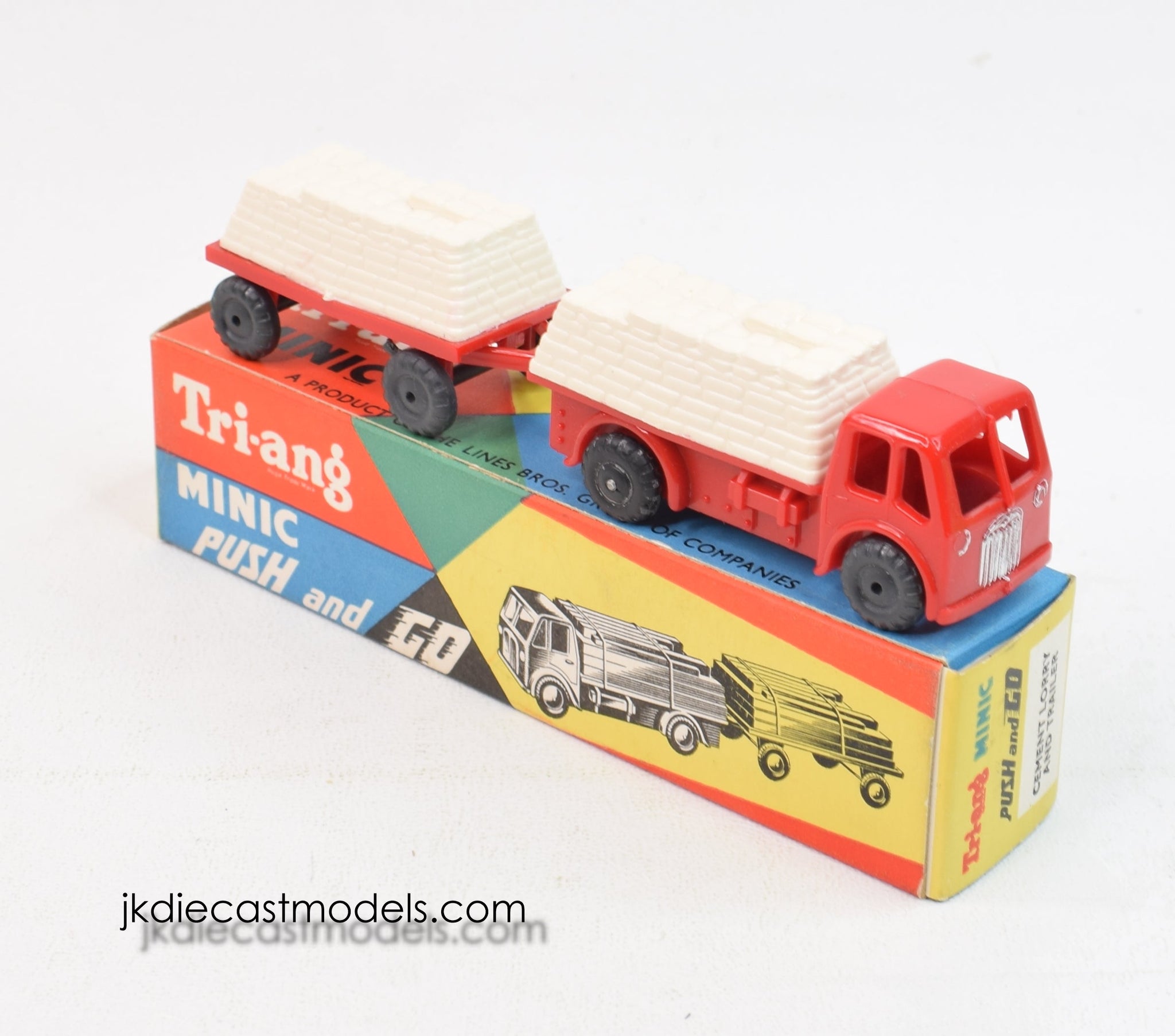Tri-ang Minic Push & Go Cement Lorry & Trailer Virtually Mint/Lovely b ...
