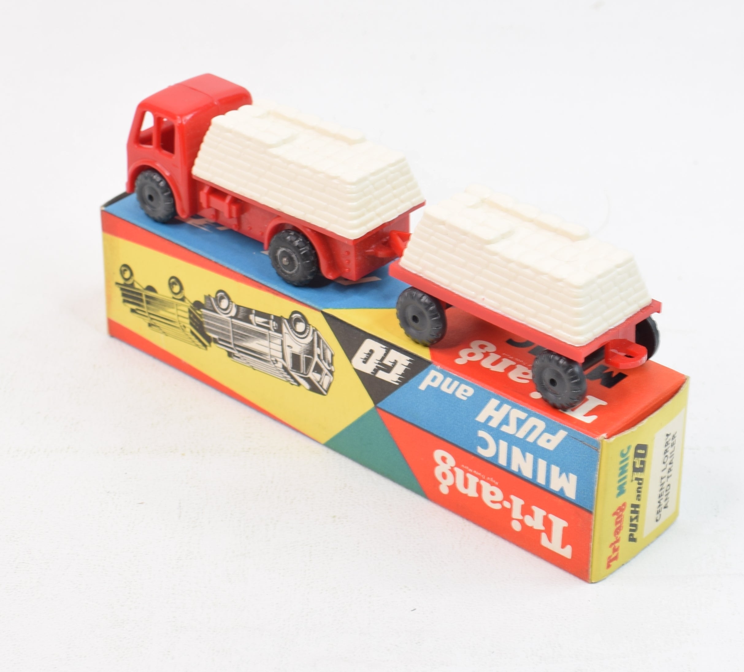 Tri-ang Minic Push & Go Cement Lorry & Trailer Virtually Mint/Lovely b ...