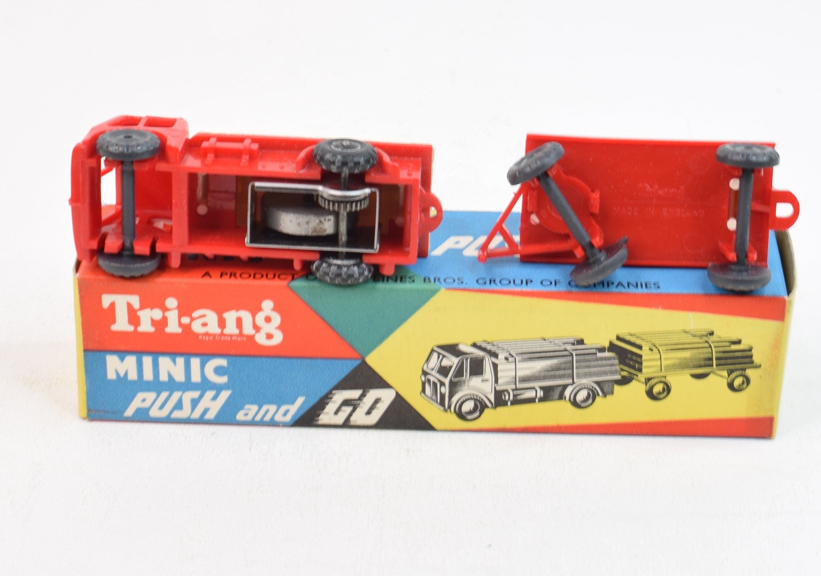 Tri-ang Minic Push & Go Cement Lorry & Trailer Virtually Mint/Lovely b ...